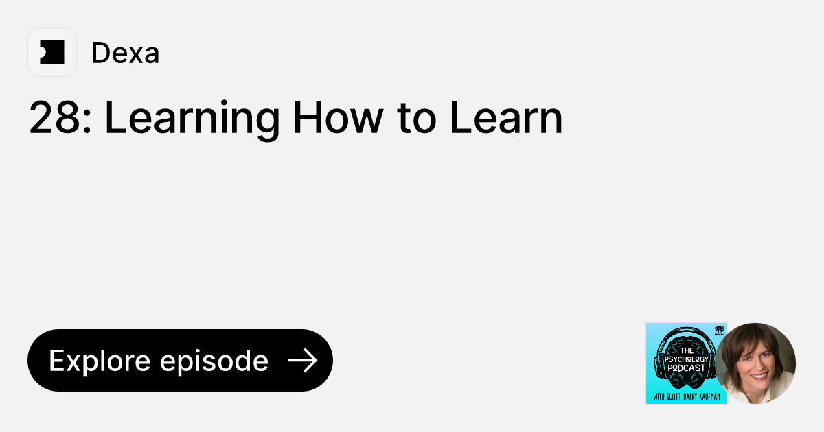 28: Learning How to Learn