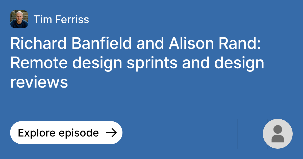 Episode: Richard Banfield and Alison Rand: Remote design sprints and ...