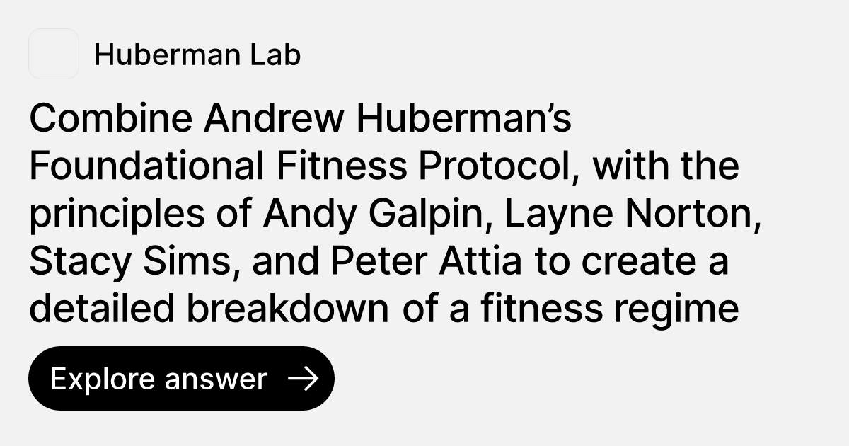 Combine Andrew Huberman’s Foundational Fitness Protocol, with the ...