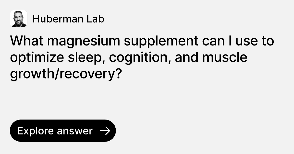 What magnesium supplement can I use to optimize sleep, cognition, and ...