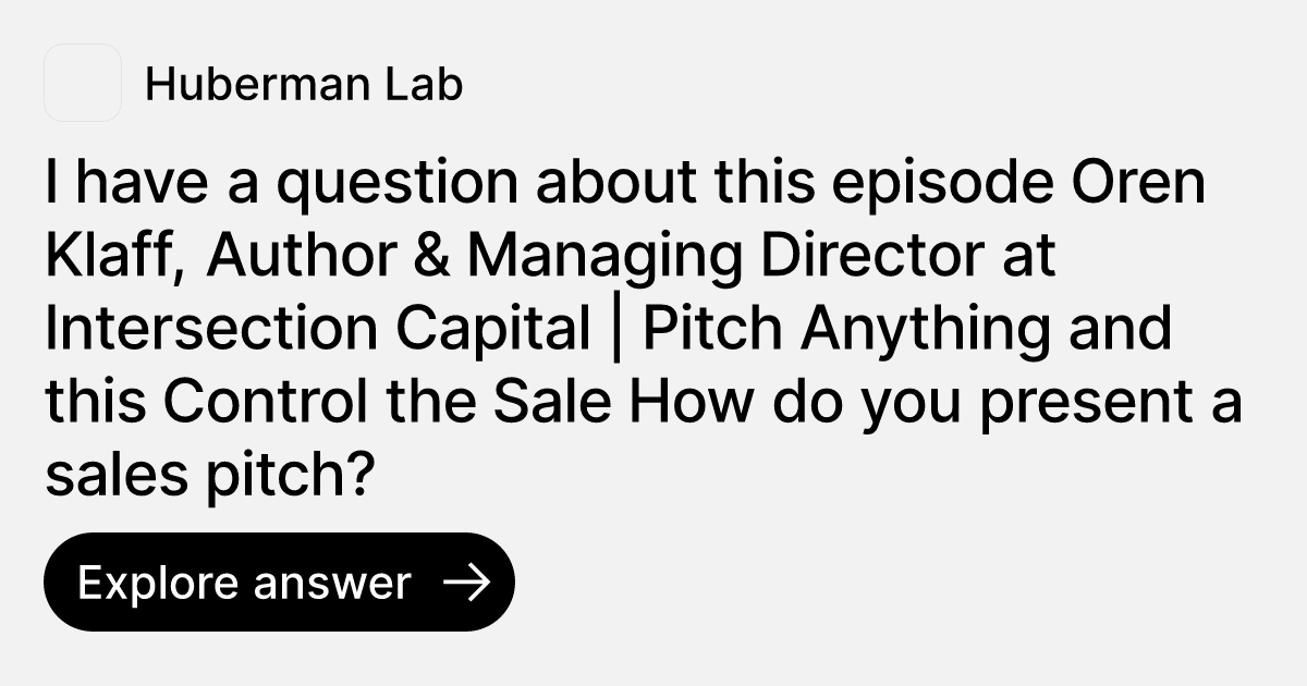 I have a question about this episode Oren Klaff, Author & Managing ...