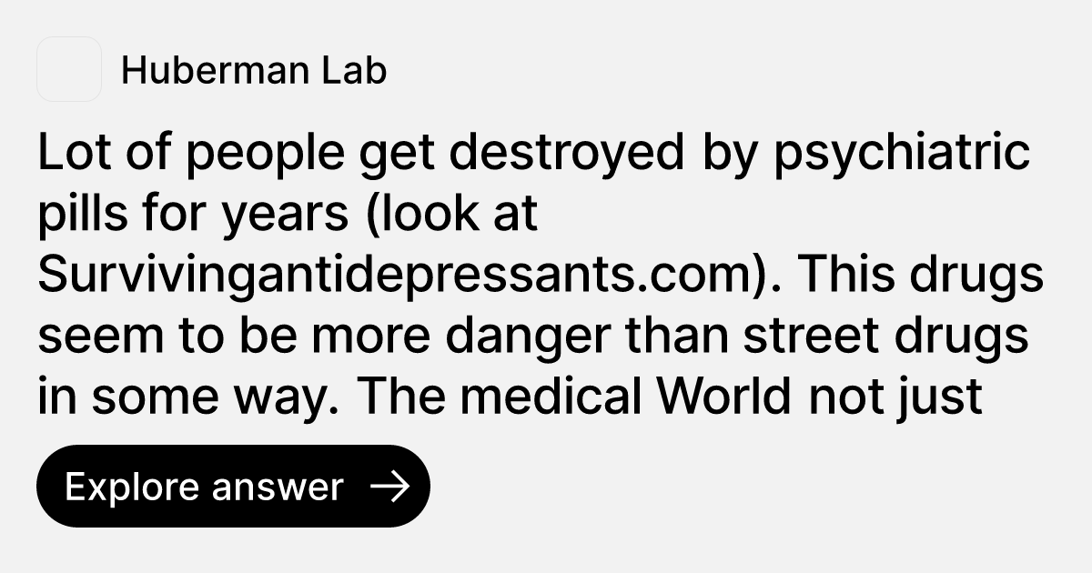 Lot of people get destroyed by psychiatric pills for years (look at ...