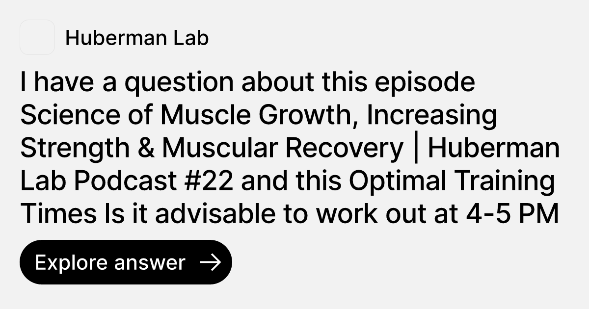 I have a question about this episode Science of Muscle Growth ...