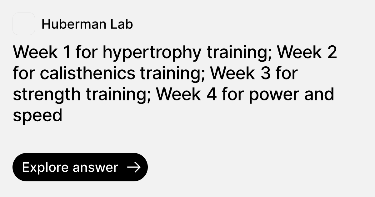 Week 1 for hypertrophy training; Week 2 for calisthenics training; Week ...