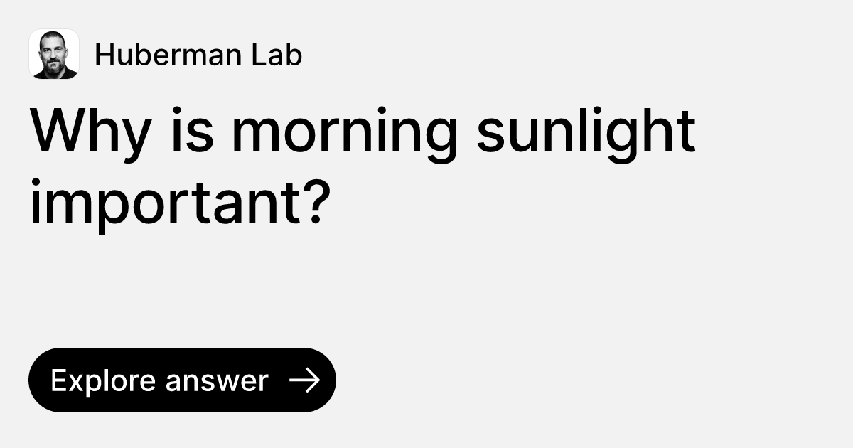 Why is morning sunlight important? | Ask Huberman Lab