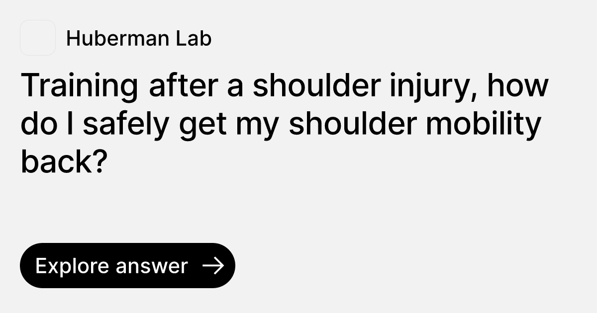 Training after a shoulder injury, how do I safely get my shoulder ...