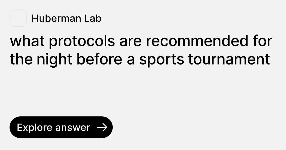 what protocols are recommended for the night before a sports tournament ...
