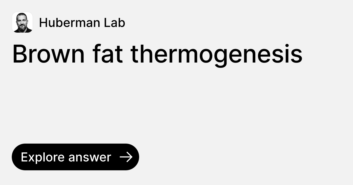Brown fat thermogenesis | Ask Huberman Lab